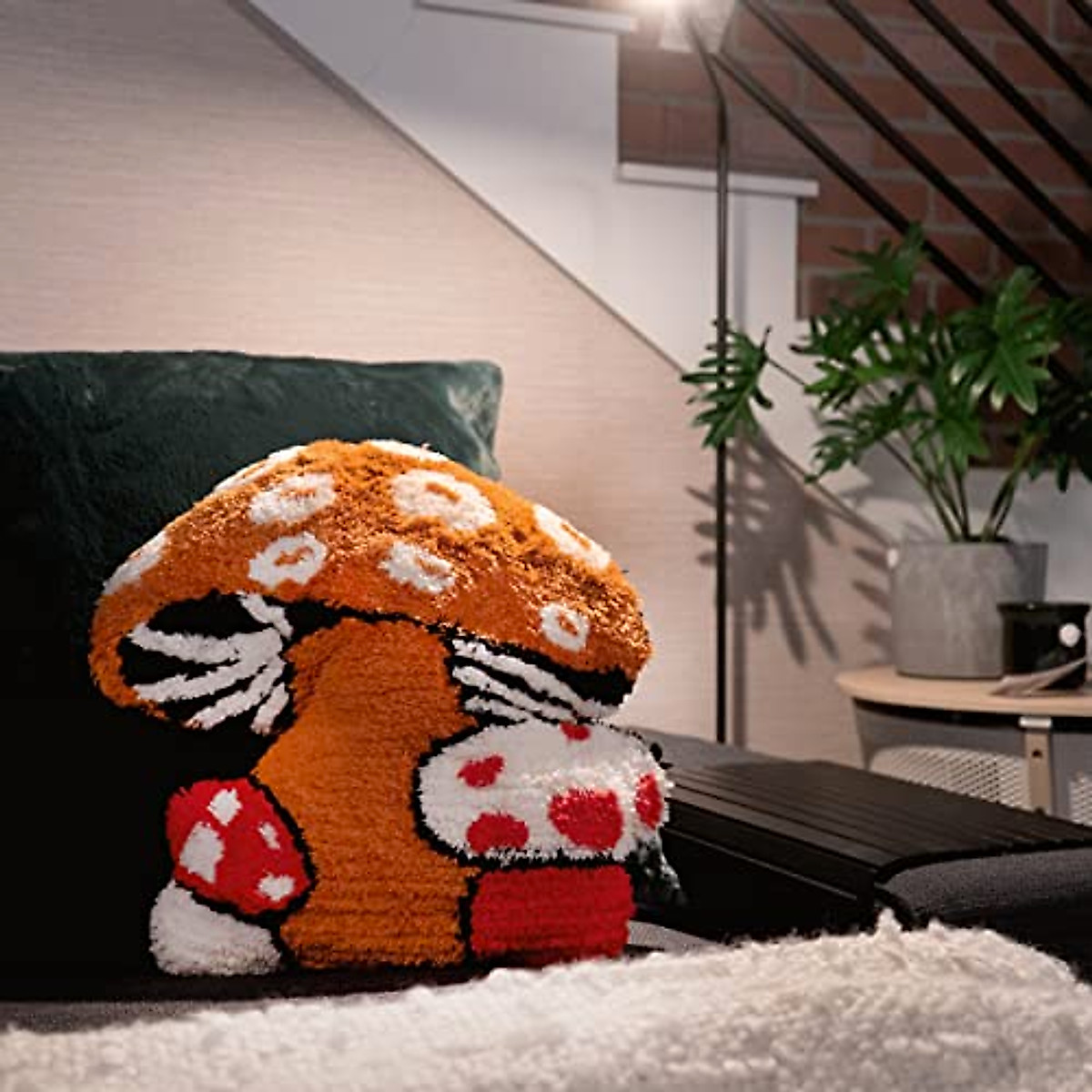 Lunar Sol Mushroom Pillow Boho Throw Pillow - Cute Stuff Soft Plushie Squishy Stuffed Pillows Aesthetic Indie Hippie Decor & Accessories for Bed, Car, Home - Fun Mushroom Decorations, 15" x 17"