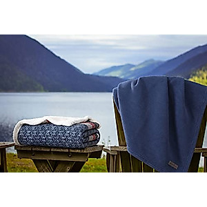 Eddie Bauer Brushed Throw Blanket Reversible Sherpa & Brushed Fleece, Lightweight Home Decor for Bed or Couch, Fair Isle Midnight