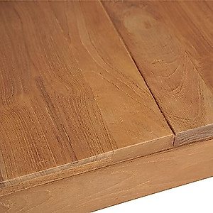 GOLINPEILO Solid Wooden Dining Table, Kitchen Solid Teak Wood with Natural Finish 70.9"x35.4"x29.9" -AA
