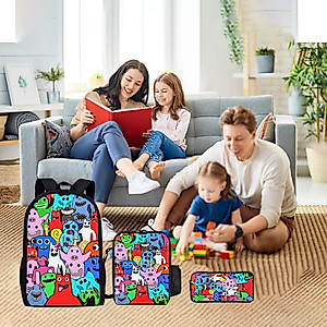 mfiwena Cool 17'' Game Backpack, Casual Bookbag with Adjustable Strap Multifunction Large Capacity Laptop Bag for Boys and Girls