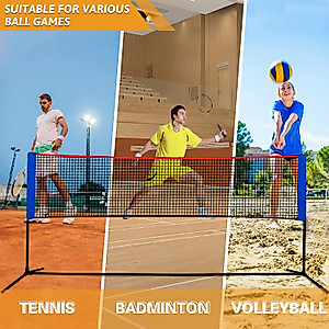 Kapler Height Adjustable Tennis Net - Kids Volleyball Badminton Pickleball Net for Driveway Beach