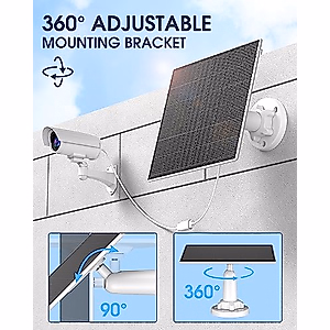 EBL 5W Solar Panel for Wireless Outdoor Security Camera, Solar Panel Charger for Rechargeable Battery Powered Surveillance Cam with Micro USB to USB C Input Port for Phone iPad Outdoor Use