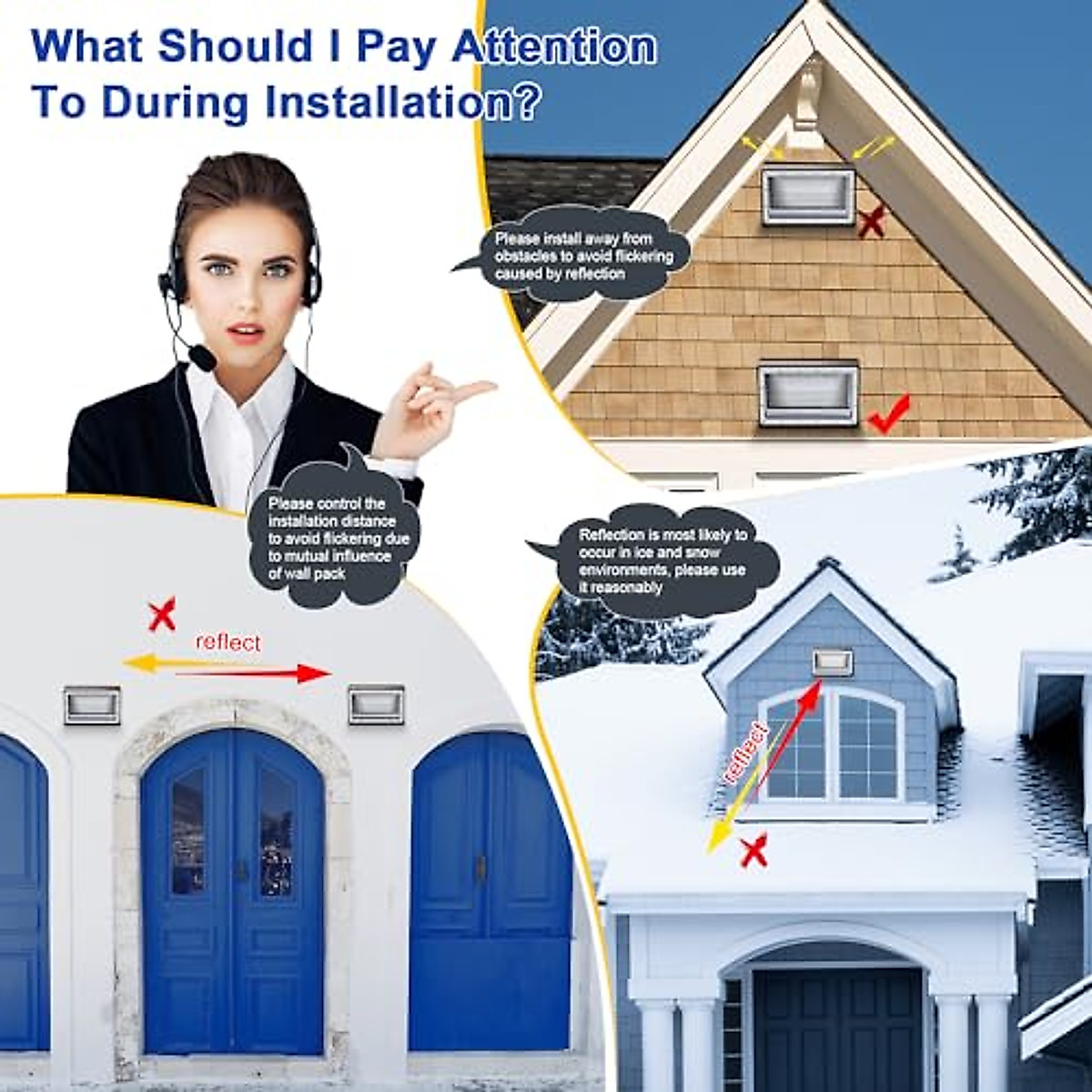 BIRITALO 300W LED Parking Lot Light 3 Pack and 120W LED Wall Pack Light 6 Pack with Dusk-to-Dawn Photocell