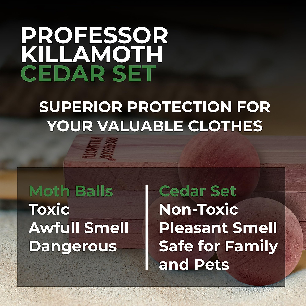 Cedar Blocks and Balls for Clothes Storage 40 Pack – Stop Clothes Damage - 10 Fresh Cedar Planks and Hangers Plus 30 Cedar Balls to Protect Your Clothes