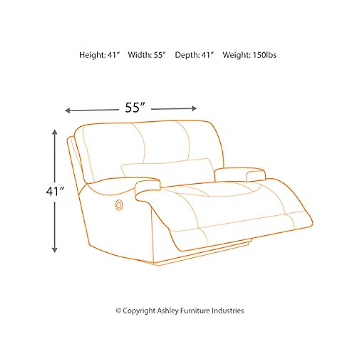 Signature Design by Ashley McCaskill Leather 2 Seat Oversized Manual Reclining Sofa, Dark Gray