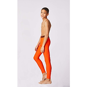 DEVOPS Boys 2-Pack UPF 50+ Compression Tights Sport Leggings Baselayer Pants (Small, Black/Orange)