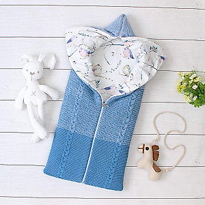 Petyoung Newborn Baby Swaddle Blanket, Multifunction Stroller Wrap Sleeping Mat Thick Warm Sleeping Bag for Baby Boys Girls 0-12 Months