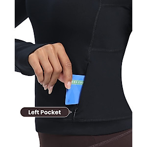 AVGO Long Sleeve Workout Shirts for Women Half Zip Pullover Cropped Sweatshirt Athletic Yoga Shirts(Black,Large)