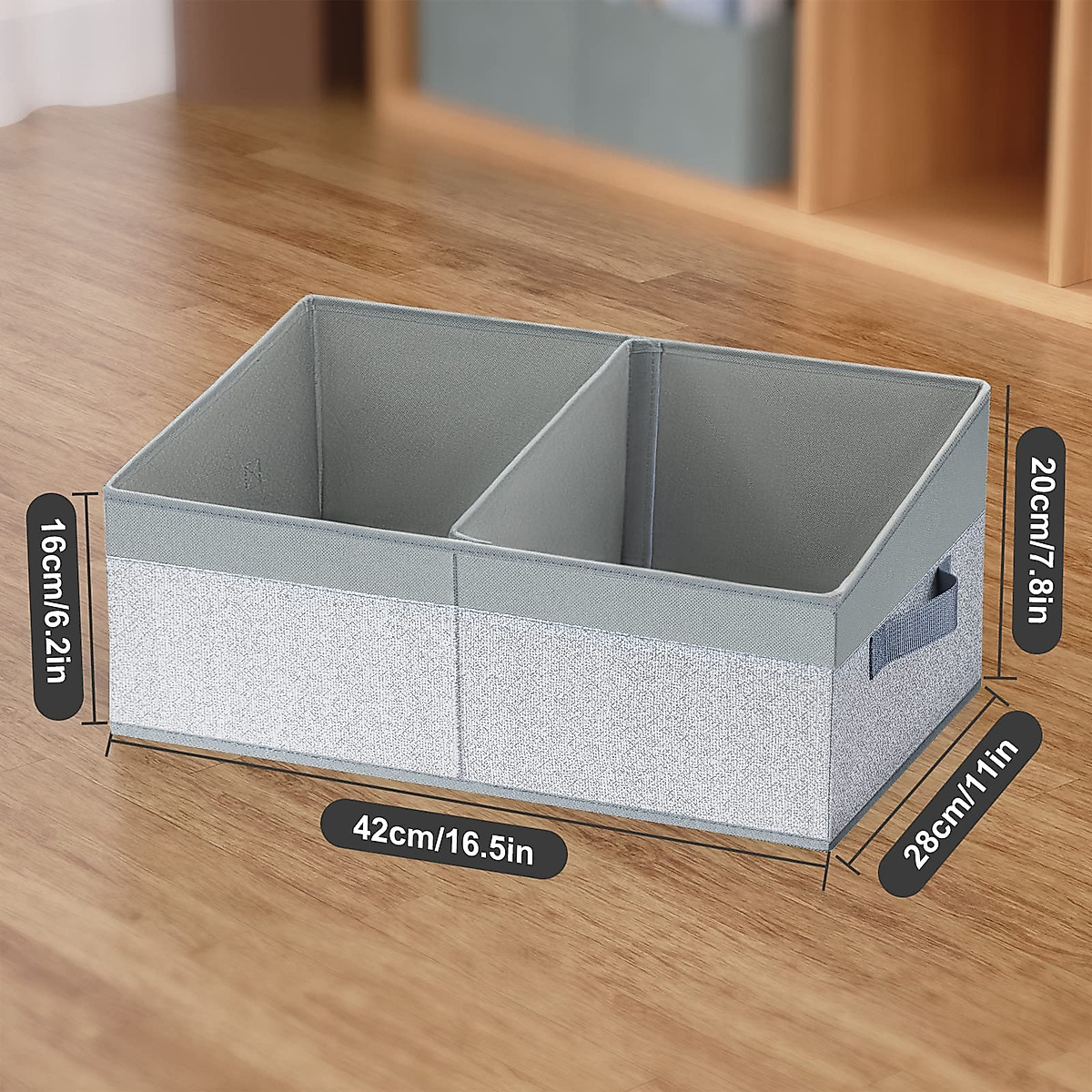 DIMJ Trapezoid Storage Bins, 3 Packs Closet Baskets, Foldable Fabric Baskets for Clothes, Baby Toiletry, Toys, Towel, DVD, Book Blended and Gray