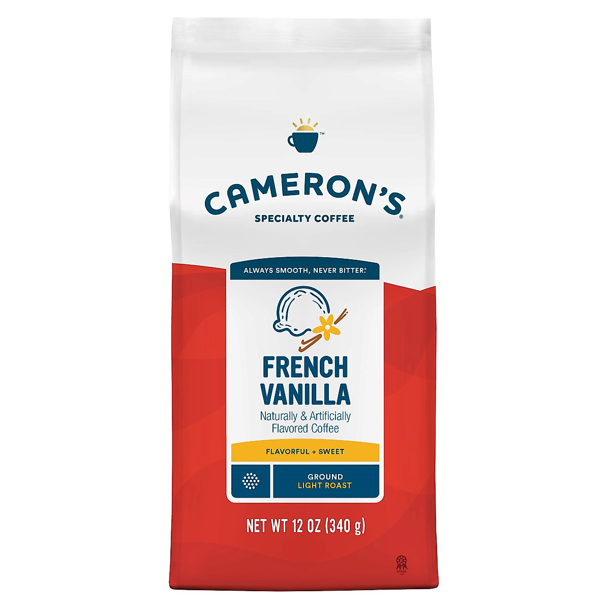 Cameron's Coffee Roasted Ground Coffee Bag, Flavored, French Vanilla, 12 Ounce, Pack of 6