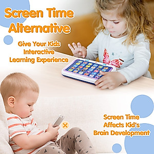 PLAY Spanish & English Learning Tablet for Toddlers 1-3, Kids Bilingual Interactive Alphabet ABC Letters, Words, Color Learning Toys Tablets, Educational Toy for 2+ Year Old Kids Babies 18 Month+