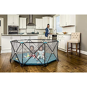 Regalo My Play Deluxe Extra Large Portable Play Yard Indoor and Outdoor, Bonus Kit, Washable, Teal, 8-Panel