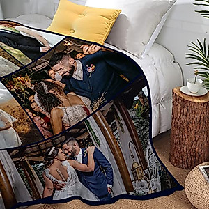 JIYEPOPO Custom Blanket with Photos and Text, Personalized Throw Blanket with Picture Collage, Customized Flannel Blankets for Wife Husband Mom Anniversary Wedding Pet Loss Memorial Gifts 60x80 Inch
