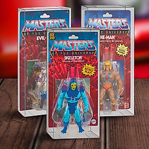 EVORETRO Action Figure Display Case Compatible with Masters of The Universe (Motu) Origins Carded 5.5 inch Action Figure, Thick Sturdy Acid-Free Clear PET Protector, Will Last a Lifetime 10 Pack