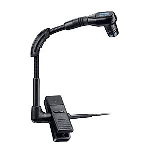 Shure WB98H/C Cardioid TQG Clip-on Gooseneck Microphone, Clamps onto Bell of Wind Instrument or Rim of Percussion Instruments - Black (Wireless Bodypack Transmitter Sold Separately)