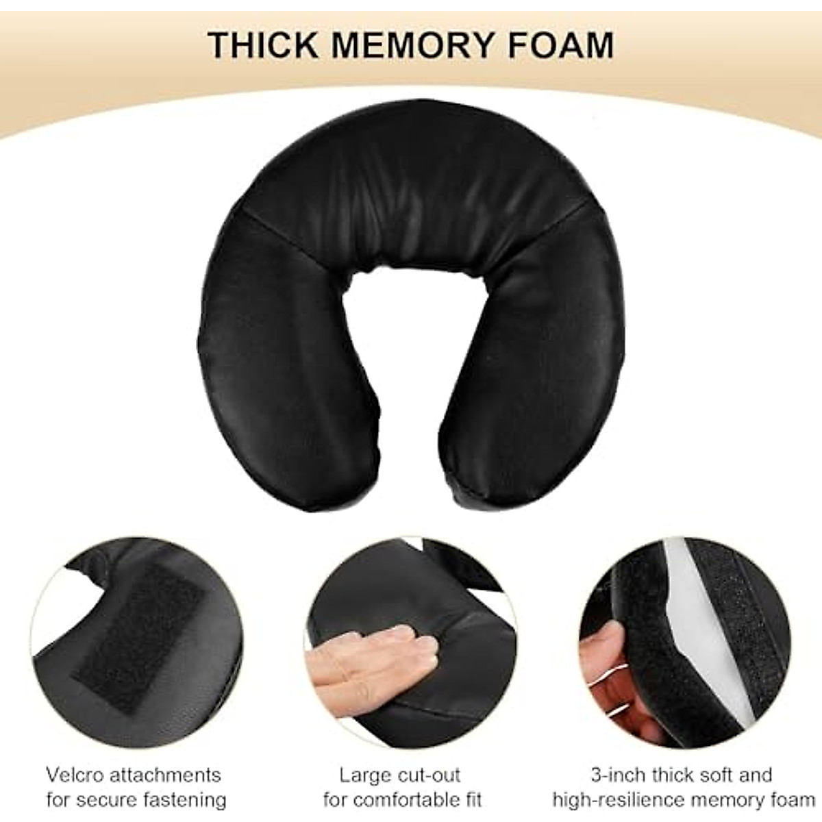 VARIPOWDER Aluminum Adjustable Massage Face Cradle with Pillow Cushion,Standard Universal Massage Table Bed Face Cradle Comfort Beauty Spa Headrest Bed face Cradle for Tables