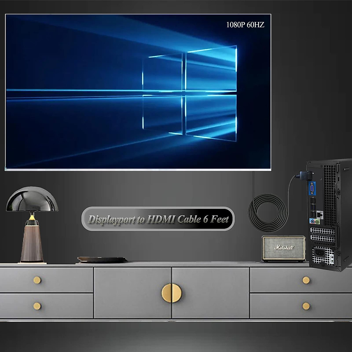 Anbear Display Port to HDMI Cable, Gold Plated Displayport to HDMI Cable 6 Feet(Male to Male) for DisplayPort Enabled Desktops and Laptops to Connect to HDMI Displays (1 Pack)