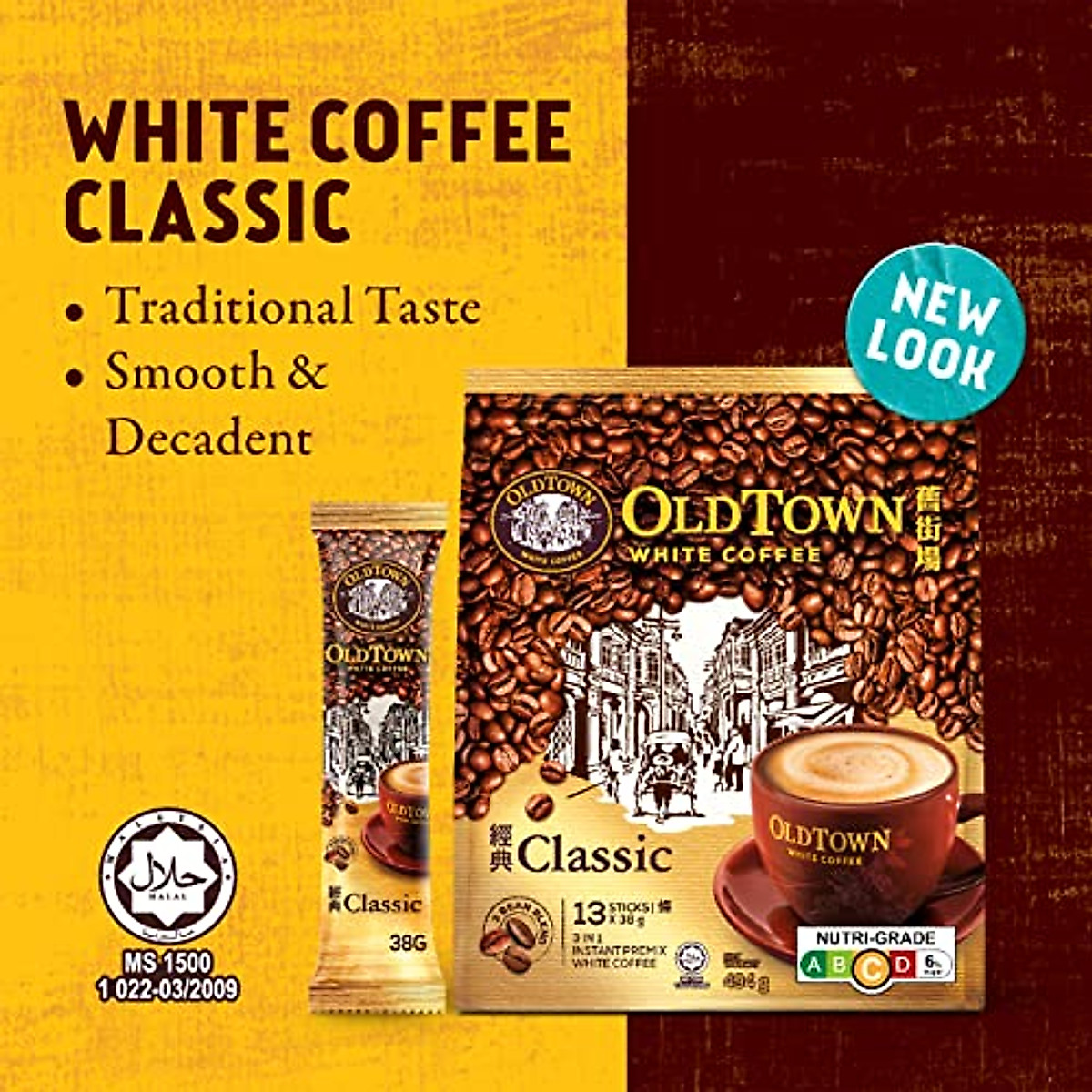 OLD TOWN 3 in 1 Classic White Coffee, 21.2 Ounce