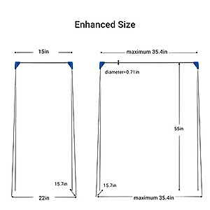 BIVIZKU Adjustable Portable Garment Rack Extra Compact Lightweight Foldable Mini Drying Clothes organizer for Travel Camping Laundry Dance (35.4x15.7x55) + Travel Bag+Clothespins set (enhanced)