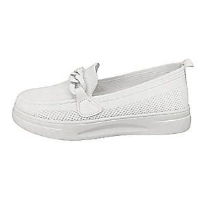 Hohxil Womens Slip On Walking Shoes Tennis Flats Breathe Mesh Sneakers Barefoot Go Walk Casual Loafers Shoes for Women White