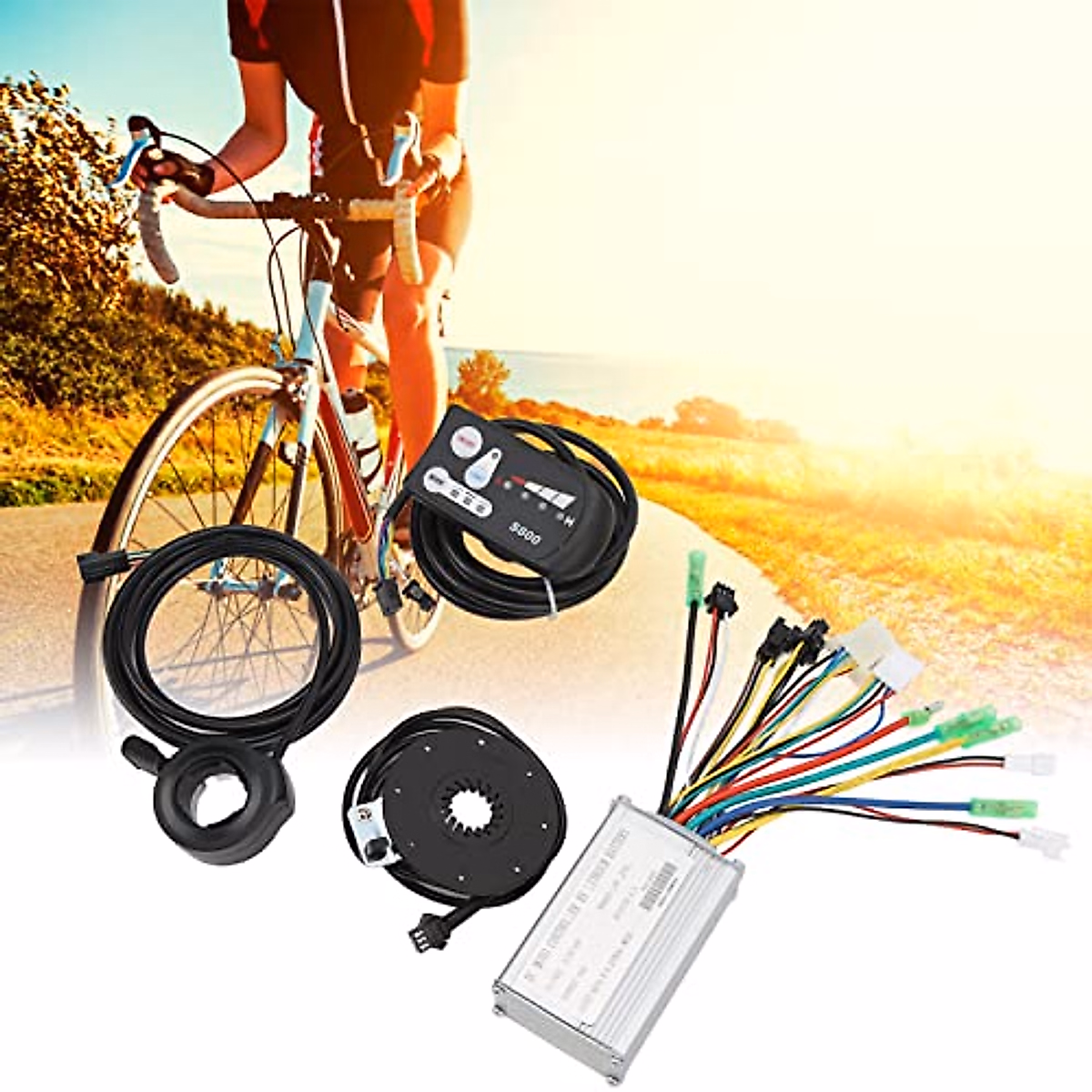 Diydeg Electric Bike Conversion Kit, 36V/48V 250W/350W Brushless Motor Controller LED Panel Kit with Thumb Throttle & Speed Assist Sensor, Waterproof EBike Conversion Kit for Electric Bicycle