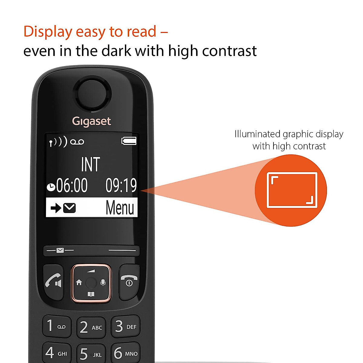 Gigaset A694A Expandable Cordless Phone - answering Machine - Caller ID - high Contrast Display - Brilliant Voice Quality HSP - Long Standby time 180 Hours - Made in Germany, Black