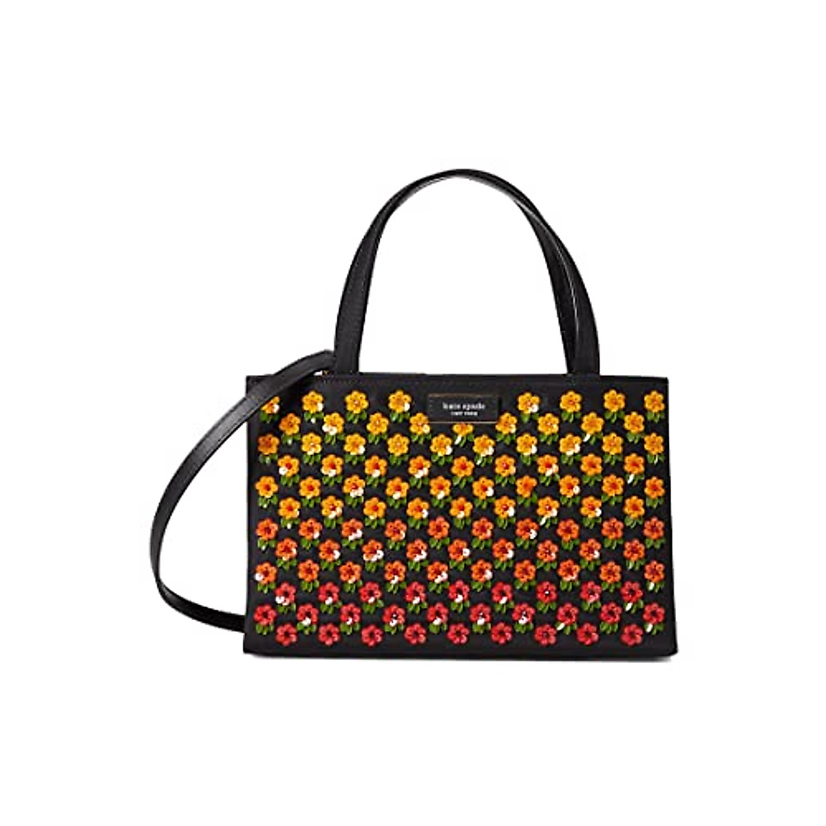 Kate Spade New York Sam Icon Floral Embellished Nylon Small Tote Black Multi One Size
