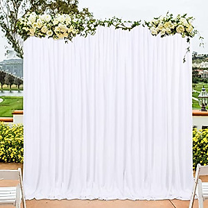 MoKoHouse 10ft x 8ft White Backdrop Curtains for Parties White Backdrop Drape for Birthday Wedding 2 Panels 5ft x 8ft
