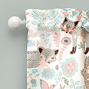 Lush Decor Pixie Fox Room Darkening Window Valance, 18" x 52" + 2" Header, Gray Curtain Valence, Pink & Gray