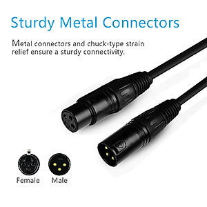 JLPOW 10 ft Flexible DMX Cable, Gold-Plated 3 Pin Signal XLR Male to Female DMX Cable Wire, Best for DJ Stage Lighting Moving Head Lights Par Light (4 Pack)