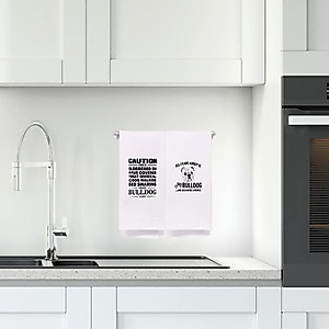 NEGIGA Funny Bulldog with Saying Kitchen Towels and Dishcloths Sets 24x16 Inch Set of 4,Funny Dog Decor Decorative Dish Hand Tea Bath Towels for Kitchen Bathroom,Dog Lovers Bulldog Mom Girls Gifts