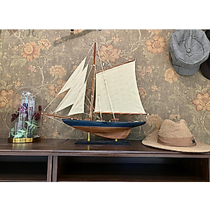 SAILINGSTORY Wooden Sailboat Decor Sailboat Model Boat Decor Ship Model Yacht Navy Antique Finish