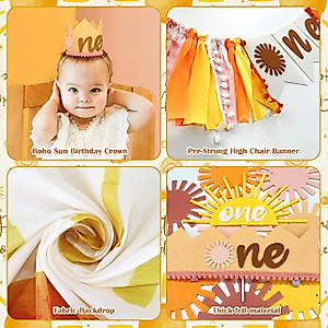 First Trip Around The Sun Birthday Decorations for Girl Boho Sun 1st Birthday Supplies First Trip Around The Sun Backdrop Balloons Garland Monthly Photo Banner Sun Theme 1st Birthday Party