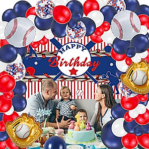 Baseball Party Balloons,Baseball Glove Jumbo Foil Mylar Balloon Baseball Bat Balloons for Birthday Sports Theme Supplies,Confetti Red and Blue white Foil Balloon Supplies Baby Shower Party Decoration