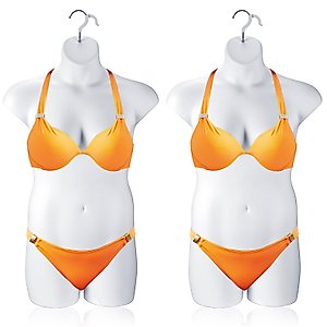 Kigley 2 Pcs Plus Size Female Mannequin with Hook Hip Long Hollow Back Hanging Mannequin Torso White Female Half Mannequin Body Dress Form Clothing Shirt Dress Accessories Display