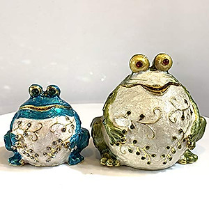 YU FENG Hinged Frog Trinket Jewelry Box Crystal Jeweled Small Cute Frog Animal Figurines Collectible