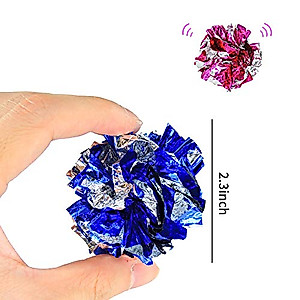 Andiker Cat Crinkle Balls, 2.36 Inches Colorful Cat Balls Chew and Chase Cat Mylar Crinkle Balls Lightweight Cat Toys for Indoor Cats to Keep Fit and Active (10 pcs) (10pc)
