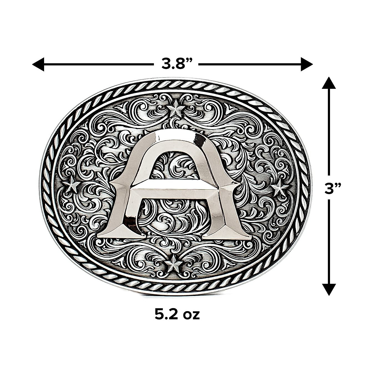 Itera Silver Western Belt Buckle - Large, Letter Buckles For Men And Women, R Style