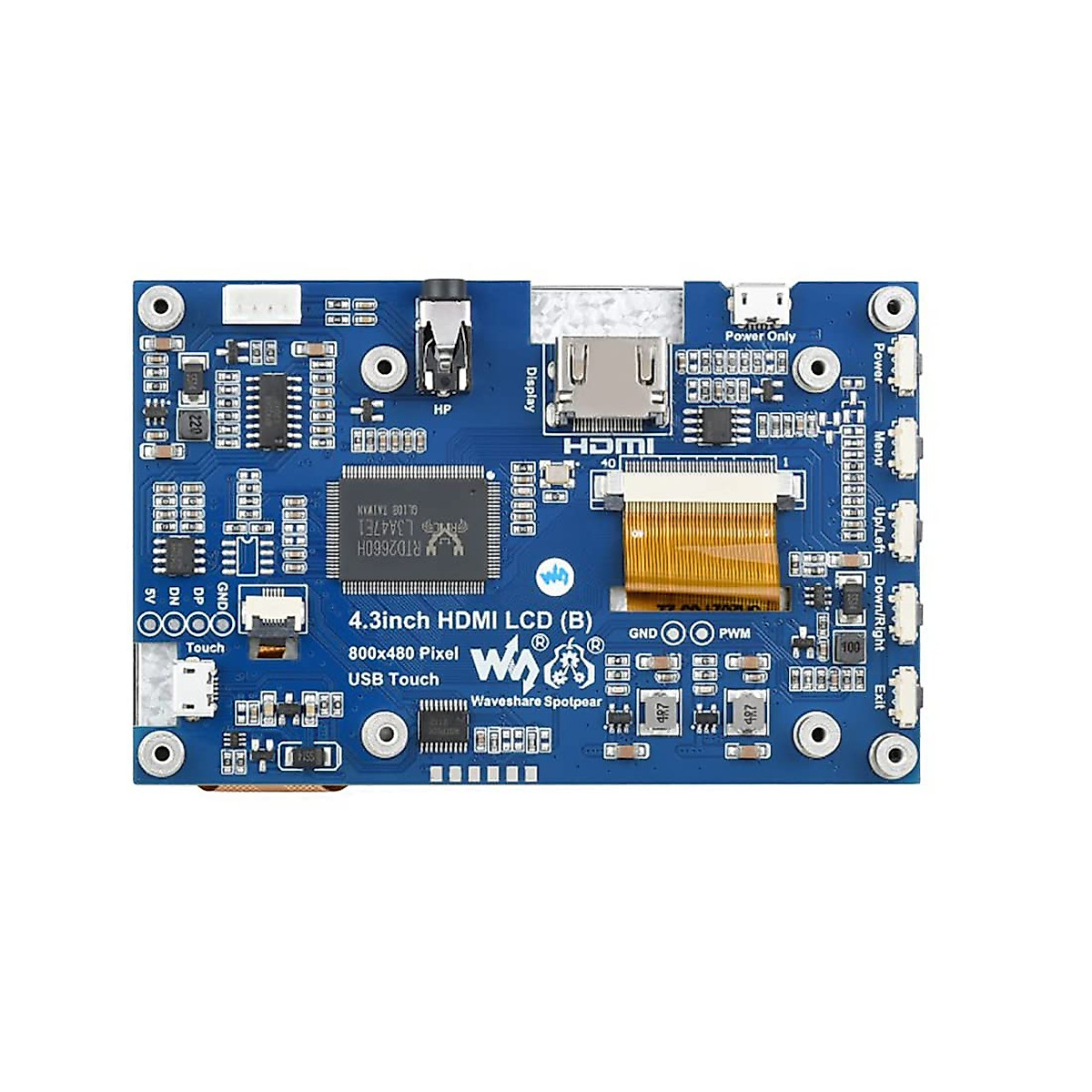 Coolwell Waveshare 4.3 Inch HDMI Display Raspberry Pi Screen TouchScreen 800×480 Capacitive LCD Monitor for Raspberry Pi 4B+ 4B 3B+ 3B 2B+ Zero W Jetson Nano Windows 11 10 8.1 8 7
