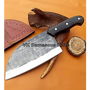 Custom Handmade Cleaver I Serbian Chef knife I Chopper I Outdoor Cooking Knife with Horizontal Carry Sheath G10 Handle 13 inches 2185