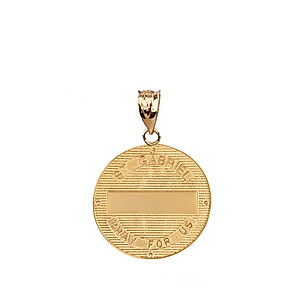 10k Yellow Gold Saint Gabriel The Archangel Diamond Medal Pendant (1")