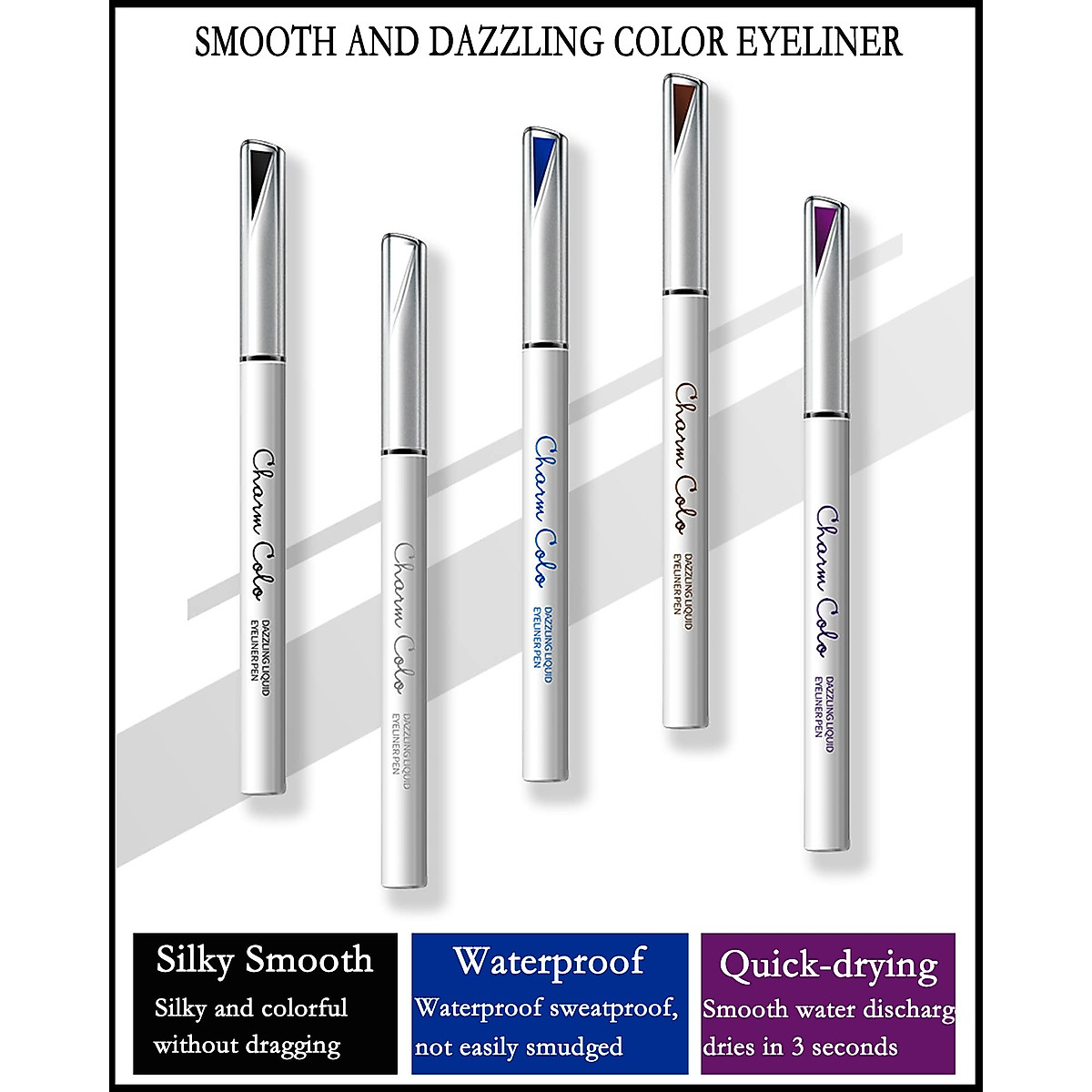 Lysdefeu Black Matte Liquid Eyeliner Pencil, Waterproof, Pigmented, Smudge-proof, Long Lasting, 24H Colors, Ideal for All Eye Shapes for Women