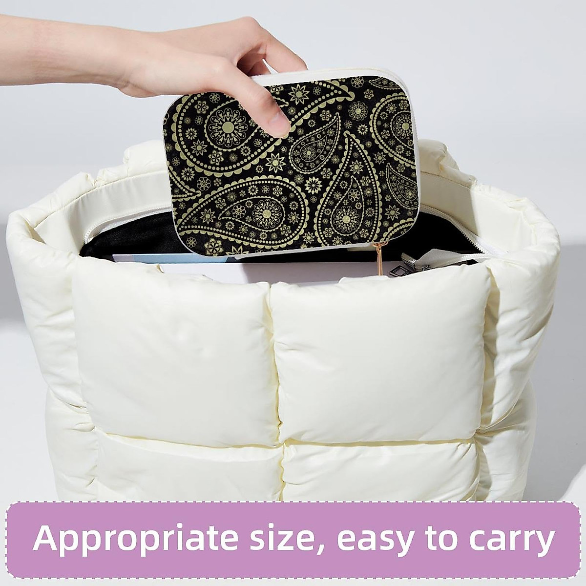 MUOOUM Gloden Paisley Pattern Small Jewelry Box, Double Layer Travel Jewelry Organizer for Women Girls