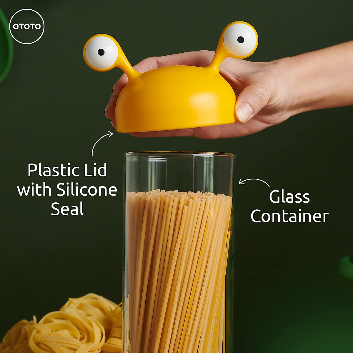 OTOTO Noodle Monster Spaghetti Container Storage - Pasta Containers for Pantry - BPA-free Plastic, Airtight, Food Grade & Dishwasher Safe Pasta Storage - Pasta Holder Container - 5x3.5x12.75 in