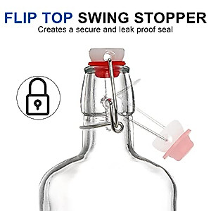 TOPZEA Set of 8 Swing Top Glass Flask, 8.5 Oz Clear Glass Hip Whiskey Flask Pocket Drinking Flask with Airtight Stopper, Easy Cap Liquor Bottle for Spirits, Beer, Brewing Bottle for 2nd Fermentation