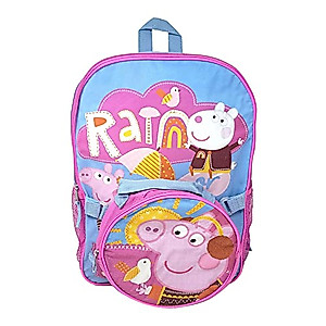 Fast Forward Peppa Pig 16" Backpack with Detachable Insulated Lunch Bag for Girls, Peppa Pig Backpack for Girls