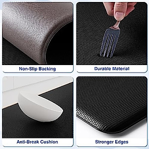 StepRite Kitchen Mat, 2PCS Kitchen Rugs, Cushioned Anti Fatigue Kitchen Mats for Floor, Non-Slip Standing Desk Mat, Waterproof Kitchen Rug Set for Kitchen, Floor, Office (17 "×47" +17 "×30 ", Black)