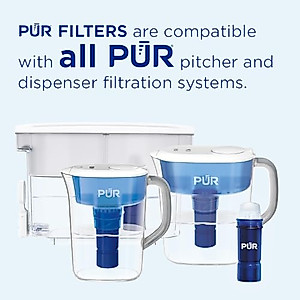 PUR PLUS 11-Cup Water Filter Pitcher with 1 Lead-Reducing PUR Plus Filter, Dishwasher Safe, Powerful Filtration, Filter Change Indicator Light, White, PPT111W