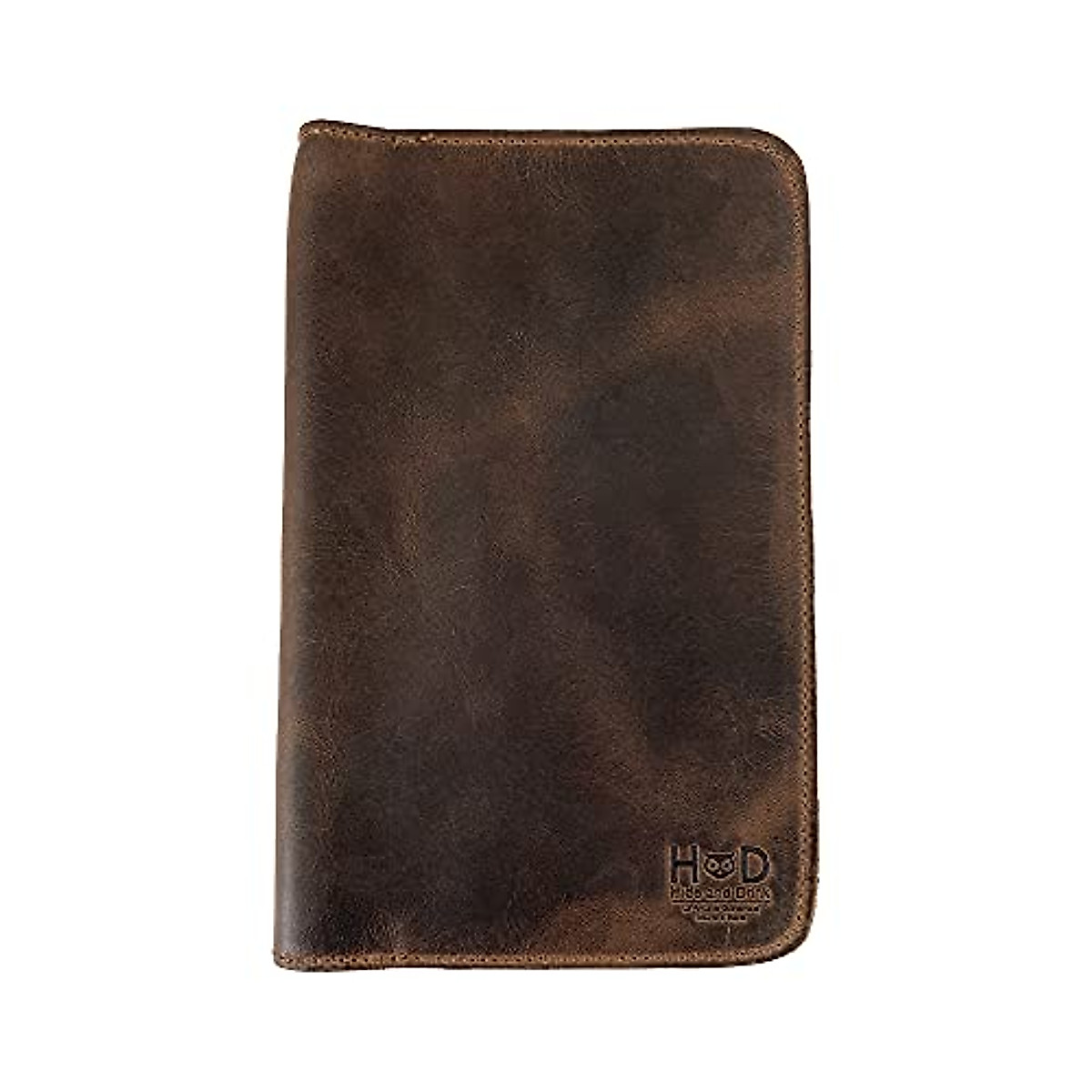Hide & Drink, Refillable Journal Cover with Strap for Moleskine Cahier, Large Size (5 x 8.25 in.) Notebook, Rustic Protector, Full Grain Leather, Handmade, Bourbon Brown
