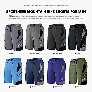 Sportneer Mens Mountain Bike Shorts - 3D Padding MTB Cycling Shorts for Men with Liner and Loose Fit (Large, Black)